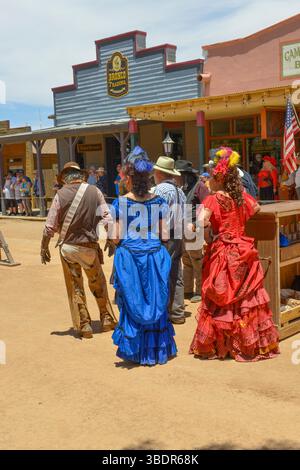 Cowboy and bandido reenactors on the streets of Tombstone, Arizona ...