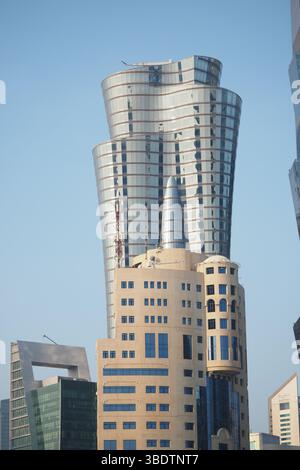 Unique modern skyscraper design in Doha, Qatar Stock Photo - Alamy