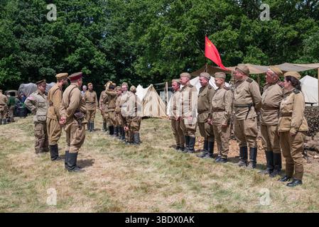 Reenactors dressed in WW2 Soviet military uniforms at the Overlord ...