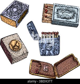 matchbox set sketch hand drawn vector Stock Vector Image & Art - Alamy