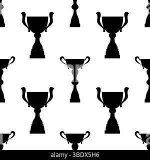 Winner trophy cup seamless pattern. Black simple silhouette texture ...