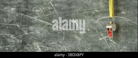 soccer tactics scribble on blackboard and whistle of soccer referee or ...