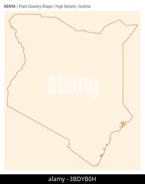 Kenya plain country map. High details. Solid style. Shape of Kenya ...