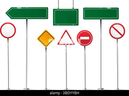 Various blank red warning signs with diagonal lines. Attention, danger ...