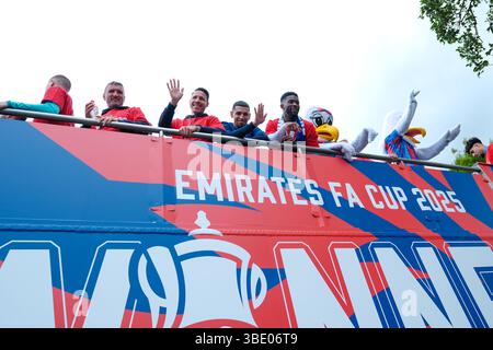 London, UK. 26th May, 2025. The Crystal Palace players and staff arrive ...