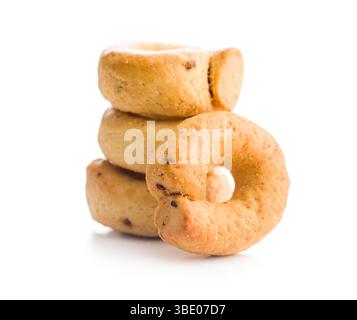 Salted crispy snack rings isolated on a white background Stock Photo ...