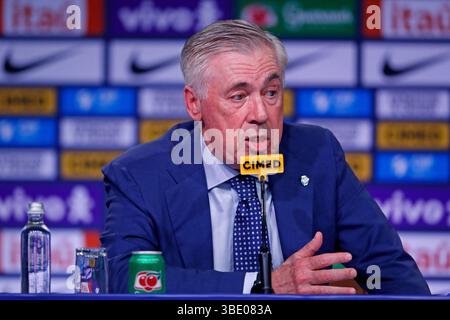 Brazil’s team with coach Carlo Ancelotti during the Soccer World Cup ...