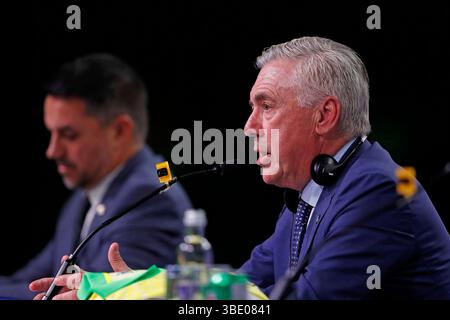 Brazil’s team with coach Carlo Ancelotti during the Soccer World Cup ...