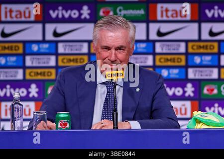 Brazil’s team with coach Carlo Ancelotti during the Soccer World Cup ...