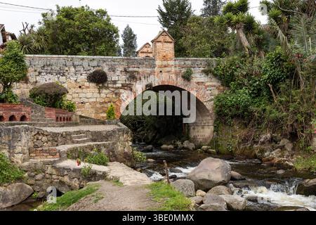 Mongui, Boyaca - Colombia. May 10, 2025. Real Calicanto Bridge, an ...