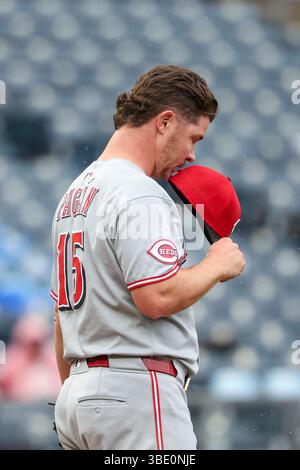 Cincinnati Reds pitcher Emilio Pagán reacts following a baseball game ...