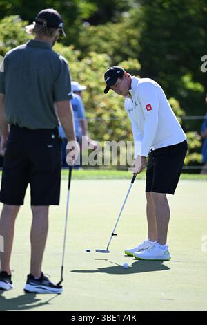 Dublin, USA. 26th May, 2025. May 26, 2025: Chris Kirk (USA) drives on ...