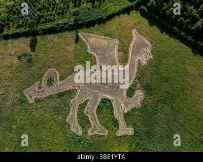 An aerial view of the Bures Dragon in Suffolk, UK Stock Photo - Alamy