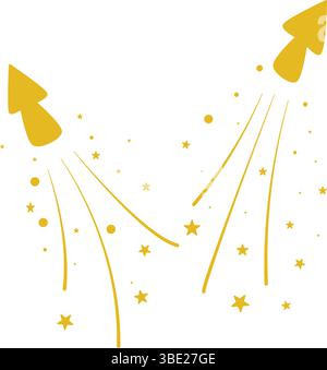 Festive golden fireworks with stars clip art. Fireworks explosion icon ...