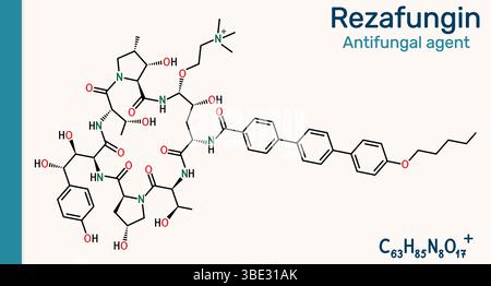Rezafungin molecule. Antifungal cyclic lipopeptide from echinocandin ...