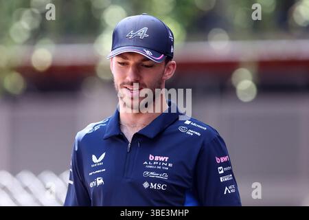 Pierre Gasly of Alpine Formula 1 looks on in the Paddock during ...