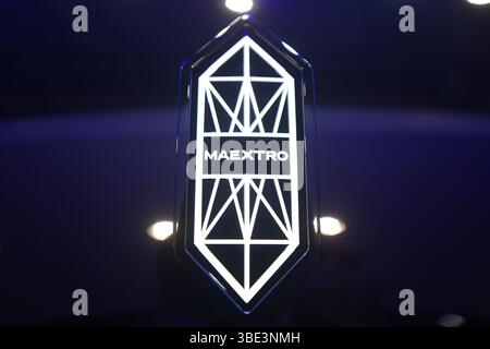 A Huawei MAEXTRO S800 ultra-luxury car displayed at the 2025 Shanghai International Auto Show in ...