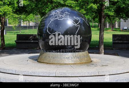 Rotating globe at the World War II memorial in Bicentennial Capitol ...