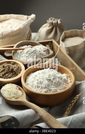 Various types of gluten free flour - almond peanut oat rice flour in ...