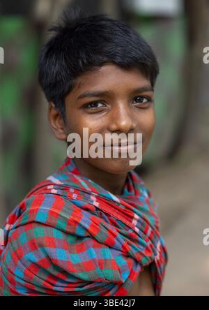Portrait of a bangladeshi boy with a scarf, Dhaka Division, Shivalaya ...