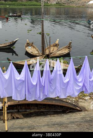 Household linens hanging on clothesline, Dhaka Division, Dhaka ...
