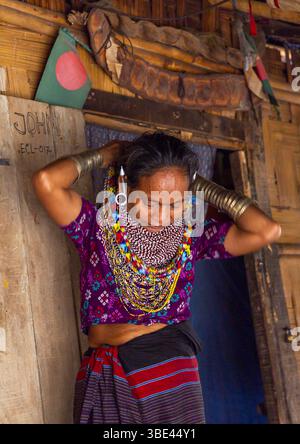 Tripura tribe woman with traditional necklaces and earrings, Chittagong ...