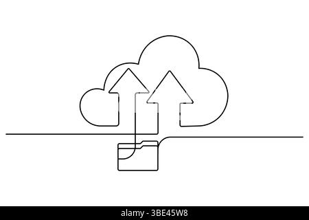 Cloud storage continuous one line drawing and outline vector ...