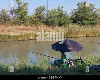 Fishing competition on the Canal du Midi. Colombiers, Occitanie, France ...