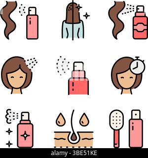Refreshing Hair Wash Color Icons Set. Deep Scalp Cleansing and ...