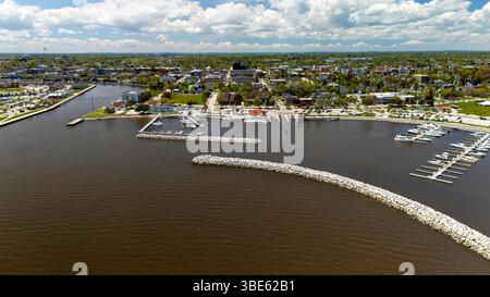 Aerial photograph of heboygan Harbor; Sheboygan, Wisconsin, USA Stock ...