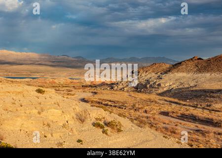 Echo wash drains into the Overton Arm of Lake Mead at Echo Bay, Nevada ...