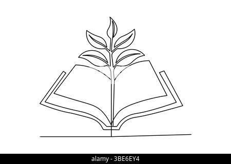 Book single line drawing of an open book on a white background Stock ...