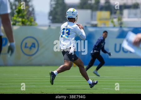 Los Angeles Chargers quarterback DJ Uiagalelei (13) looks on during ...