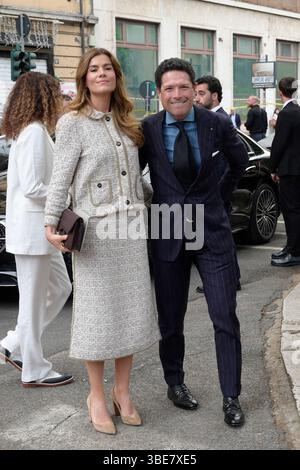 Nora Shkreli and Matteo Marzotto arrive at the PM23 exhibition site ...