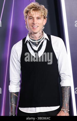 Machine Gun Kelly arrives at day one of the Bud Light Super Bowl Music ...