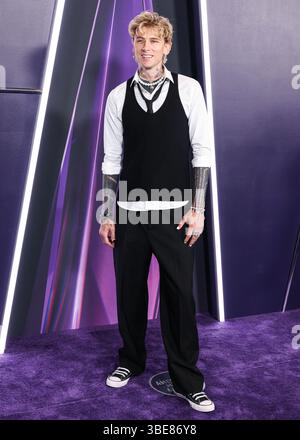 Machine Gun Kelly arrives at day one of the Bud Light Super Bowl Music ...