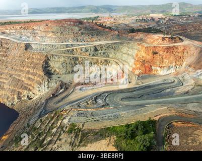 Aerial view of Corta Atalaya open pit mine, copper mine, Rio Tinto ...