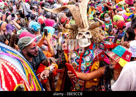 Local People Dressed As Colourful Devils Descend The 'Cerro Negro ...