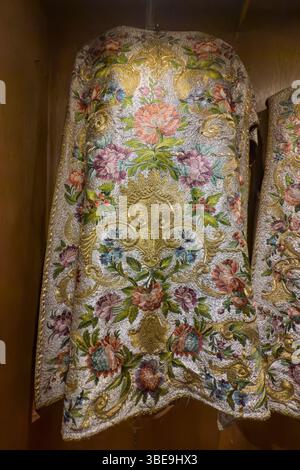 Antique vestments in the Treasure Room in the museum of the Quito ...