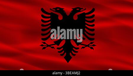 The flag of Albania with realistic waving fabric effect Stock Photo - Alamy