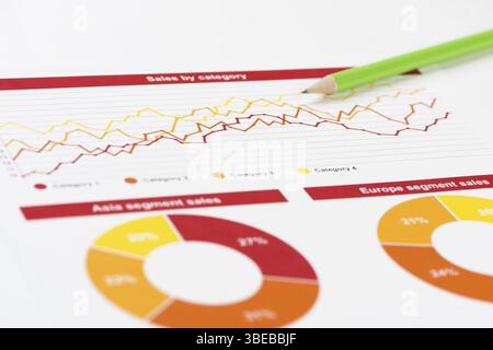 Charts and graphs of sales as symbol of successful corporate business ...