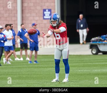 New York Giants punter Jamie Gillan (12) against the Las Vegas Raiders ...