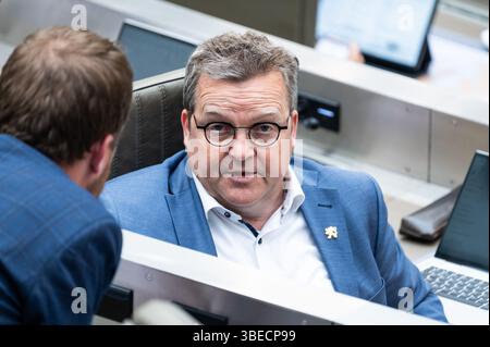 Paul Van Miert NVA at the Flemish parliament plenary meeting in ...