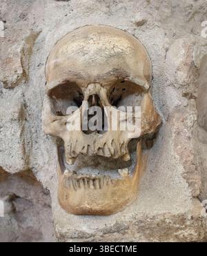 Skull inside of the Skull Tower in Nis, Serbia.human skull Stock Photo ...