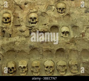 Skull inside of the Skull Tower in Nis, Serbia.human skull Stock Photo ...