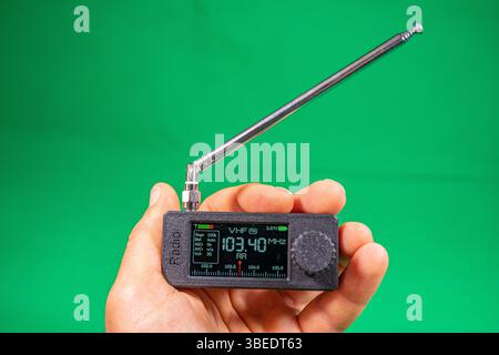 small multi-frequency listening radio, several reception bands under a ...