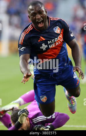 May 28, 2025: FC Cincinnati's Luca Orellano plays the ball during an ...