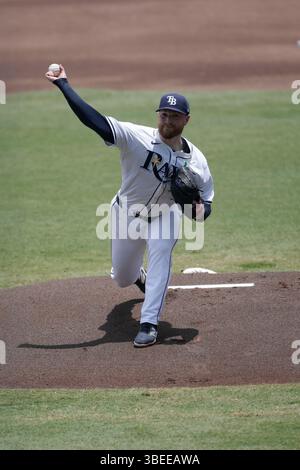 Tampa Bay Rays pitcher Drew Rasmussen throws during the first inning of ...