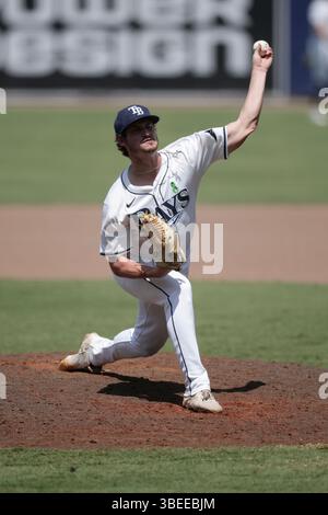 Tampa Bay Rays pitcher Mason Montgomery during a baseball game against ...