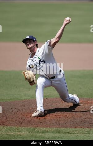 Tampa Bay Rays pitcher Mason Montgomery during a baseball game against ...